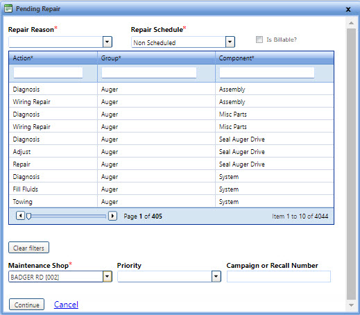 Adding the Pending Repair Details